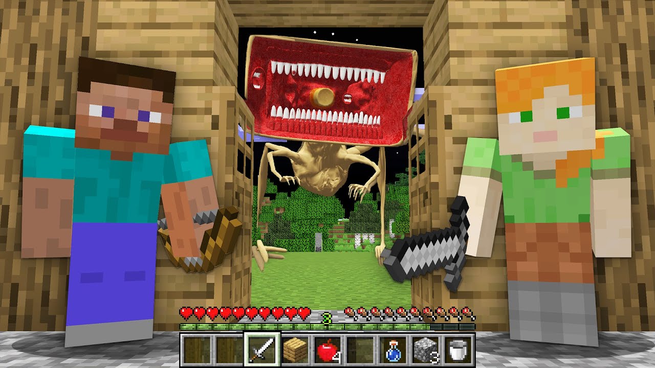 MEGAHORN vs ALEX and NOOB STEVE at 3.00 AM in MINECRAFT animations ...