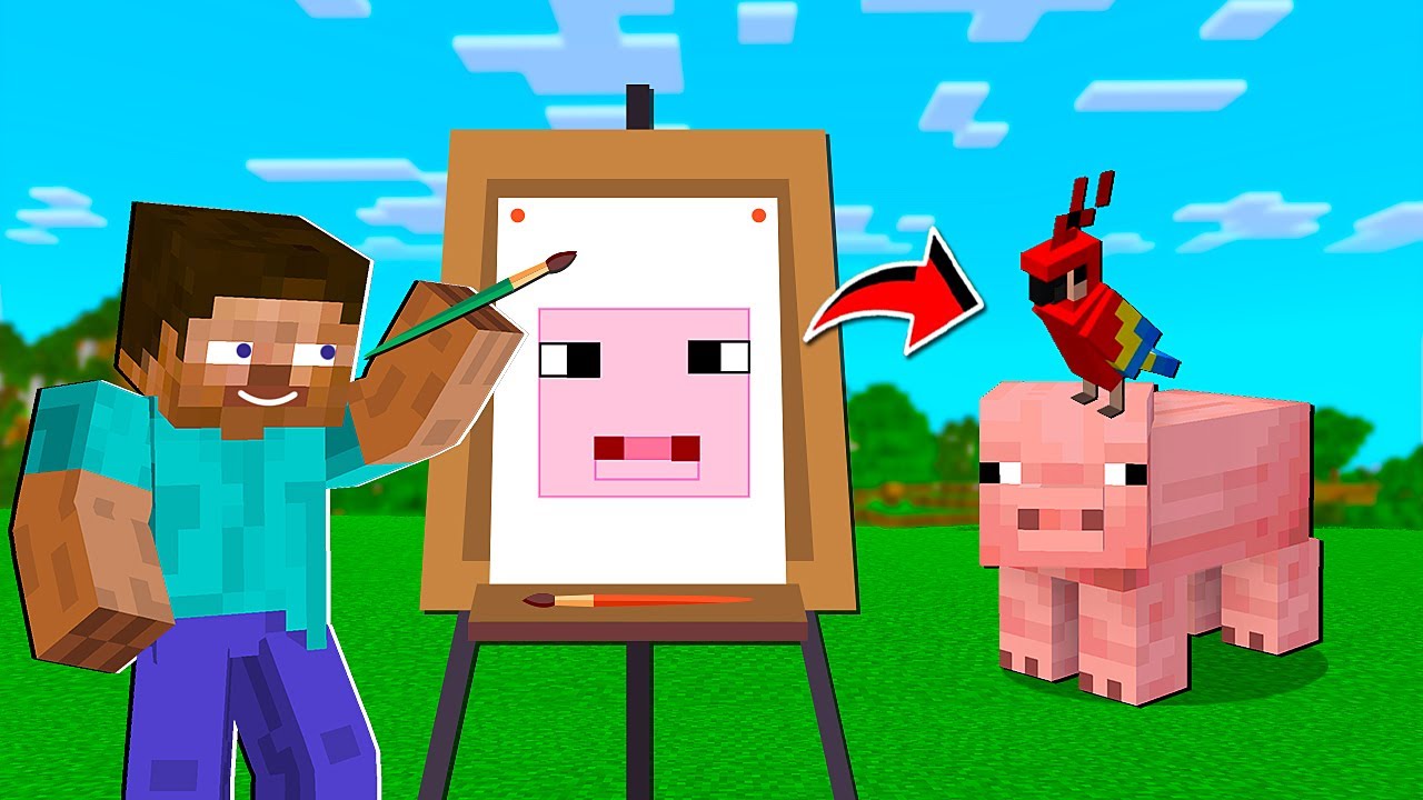 Minecraft, BUT HEROBRINE CAN BECAME ANY MOB HE DRAWS - Minecraft videos