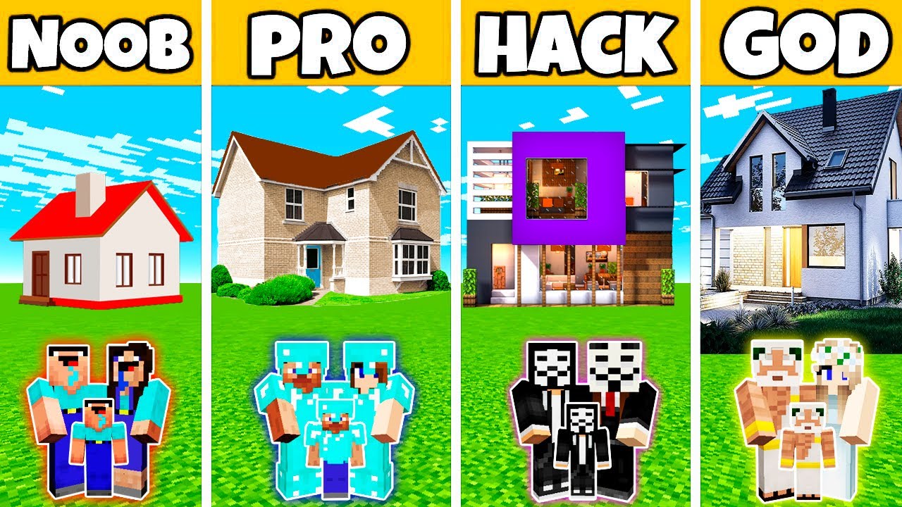 Minecraft Battle: Family Contemporary New House Build Challenge - Noob ...