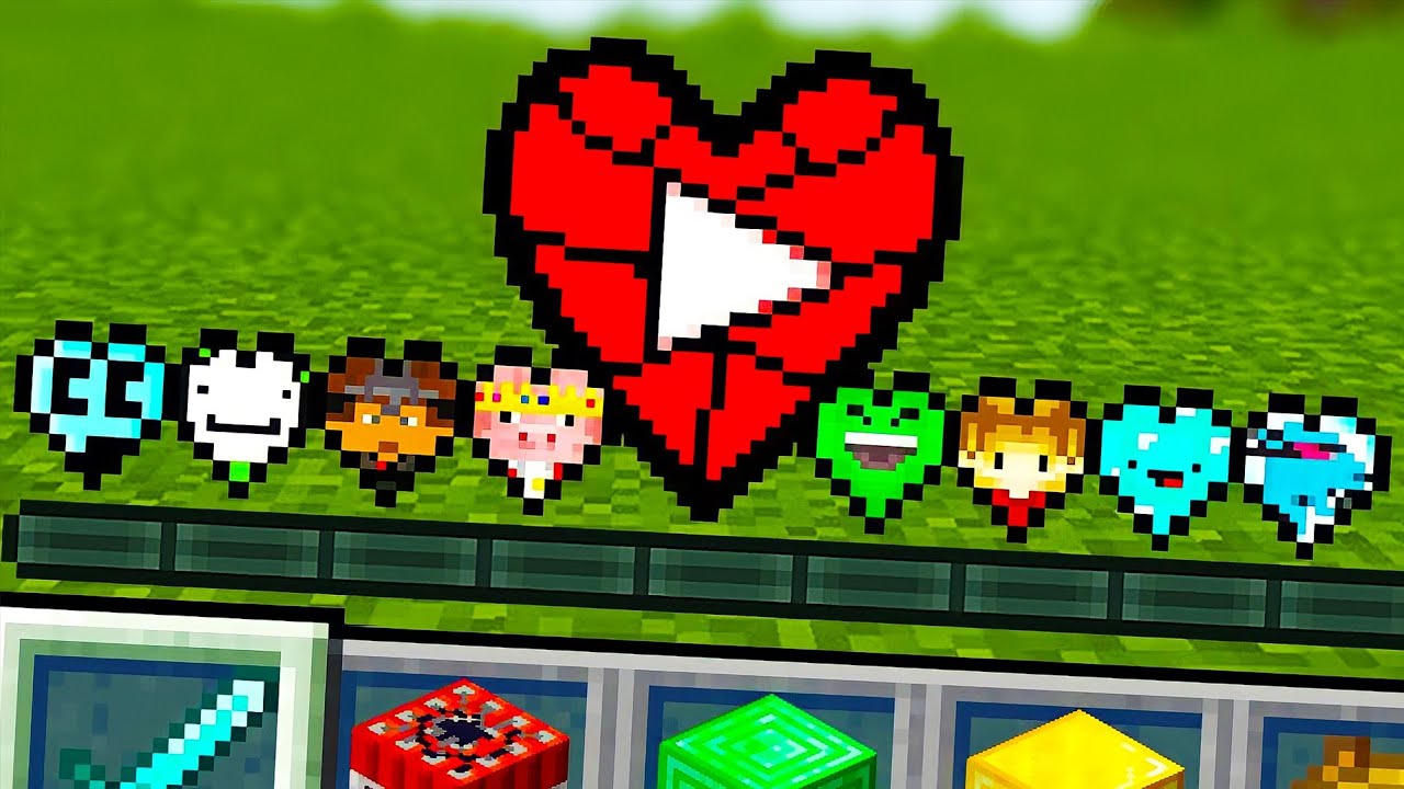 Minecraft, But There are Youtuber Hearts || Minecraft Mods || Minecraft ...
