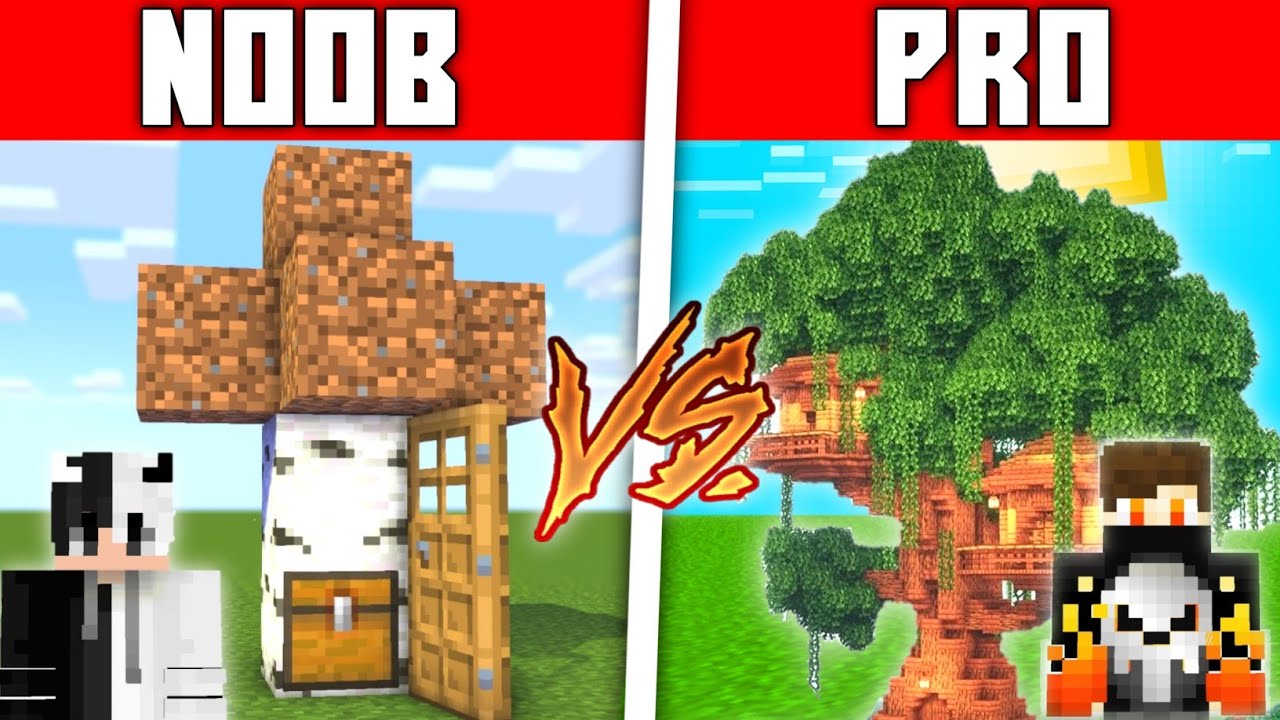 Minecraft Noob Vs Pro : GIANT TREE HOUSE BUILD CHALLANGE - Minecraft videos
