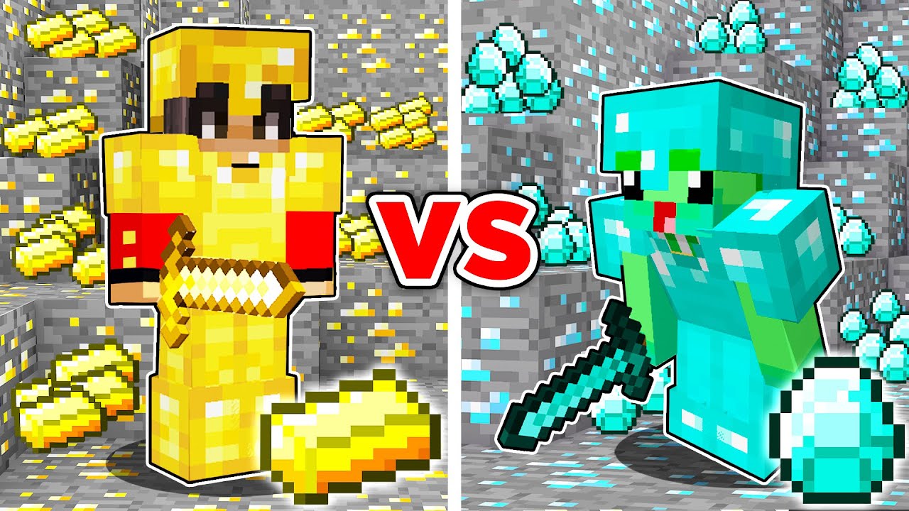 Gold vs Diamond! Which is Stronger in Minecraft? - Minecraft videos