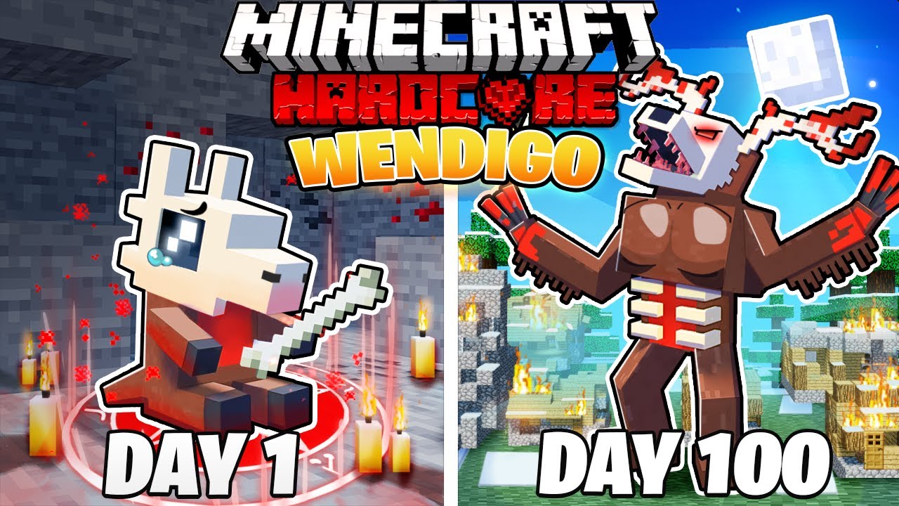 I Survived 100 DAYS as a WENDIGO in HARDCORE Minecraft! - Minecraft videos