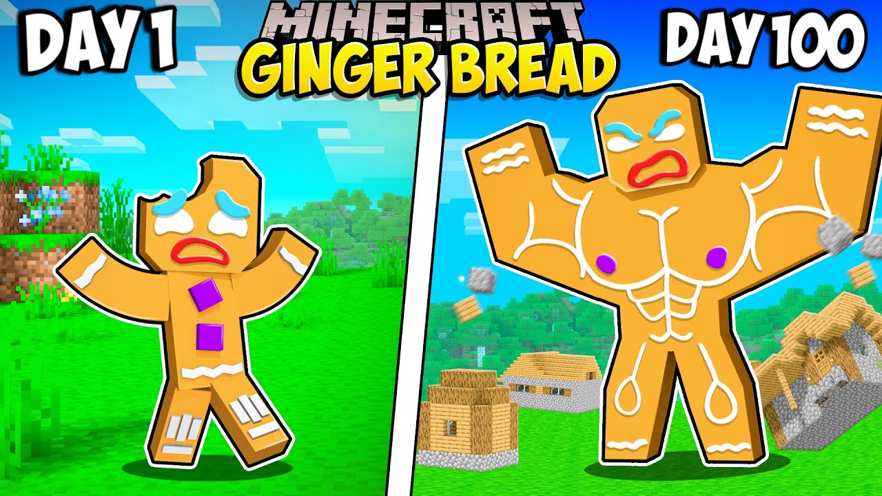 I Survived 100 Days as a GINGERBREAD MAN in Minecraft - Minecraft videos