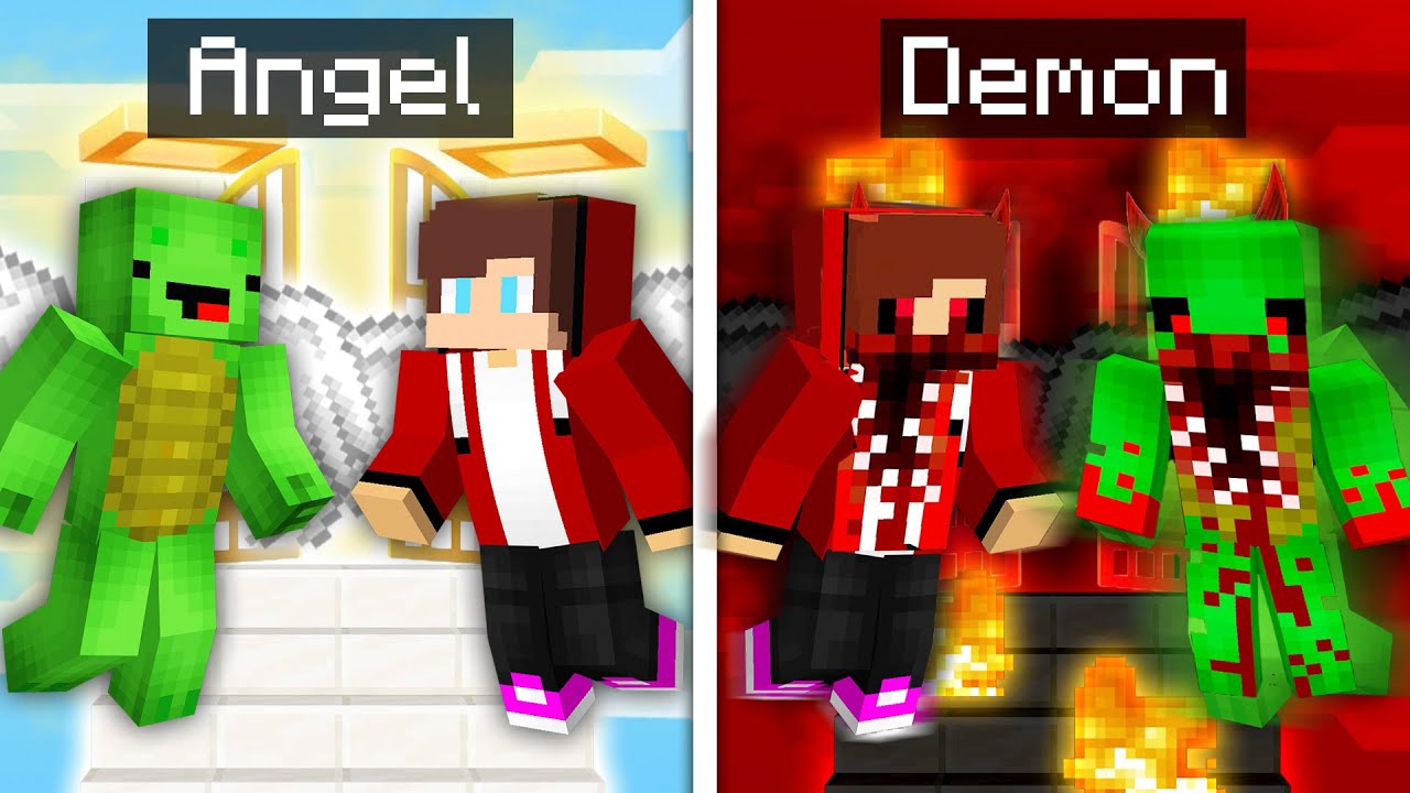 JJ and Mikey from ANGEL to DEMON in Minecraft - Maizen - Minecraft videos