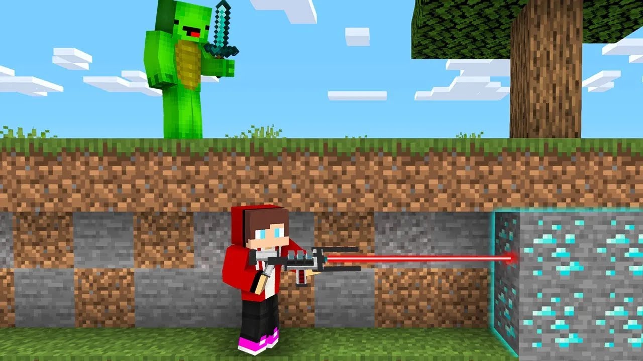 LASER MINING Speedrunner VS Hunter in Minecraft - Minecraft videos