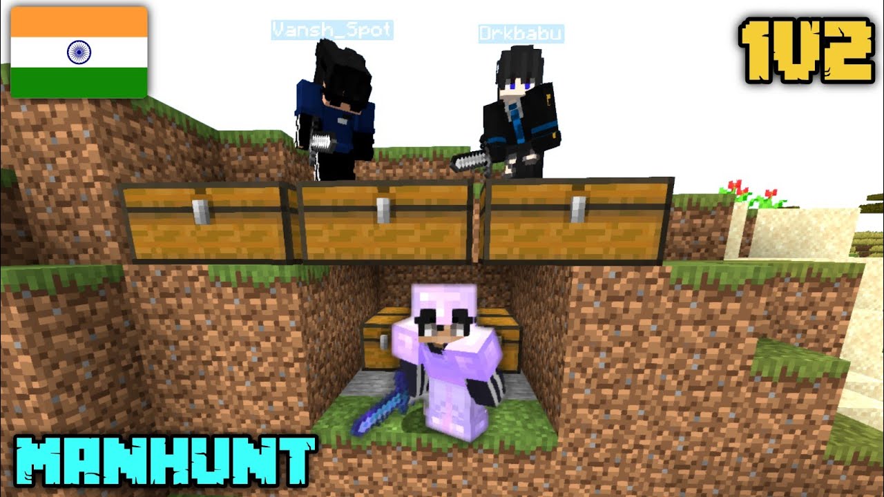 Minecraft Manhunt (1V2) But Chests are Super OP - Minecraft videos