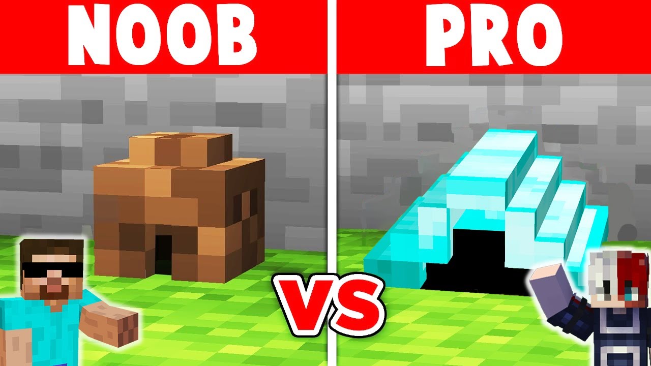 Minecraft NOOB vs PRO: SAFEST TINY HOUSE BUILD CHALLENGE With @ProBoiz95 - Minecraft videos