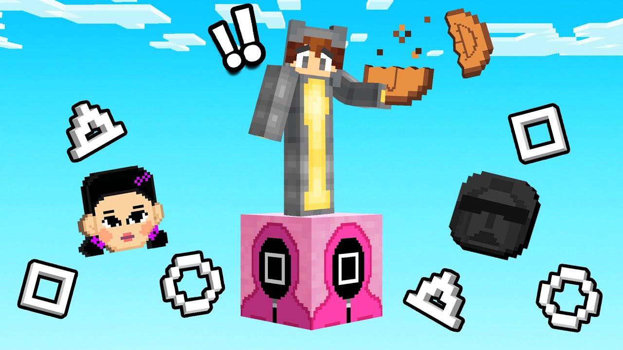 Minecraft On ONE SQUID GAME BLOCK - Minecraft videos