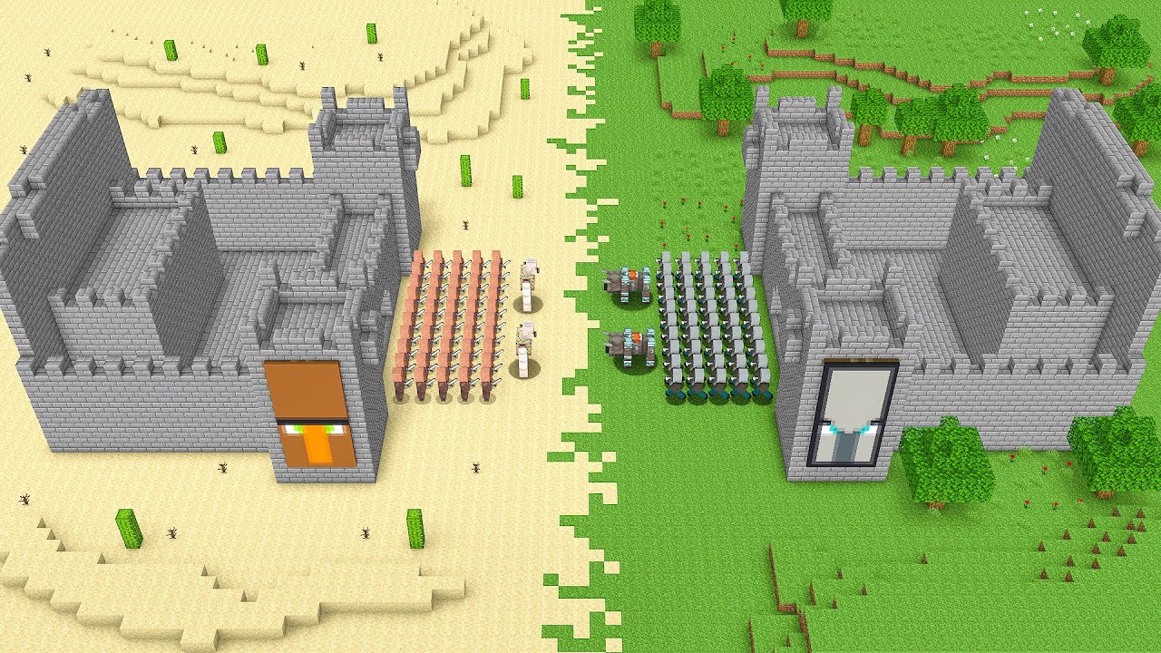 Minecraft Villager Castle vs Pillager Castle - Minecraft videos