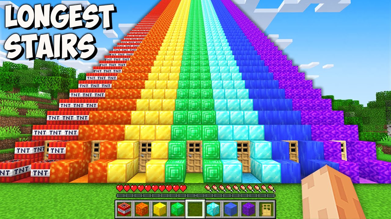 Where do THE LONGEST SECRET STAIRS lead in Minecraft? STAIRS of TNT vs ...