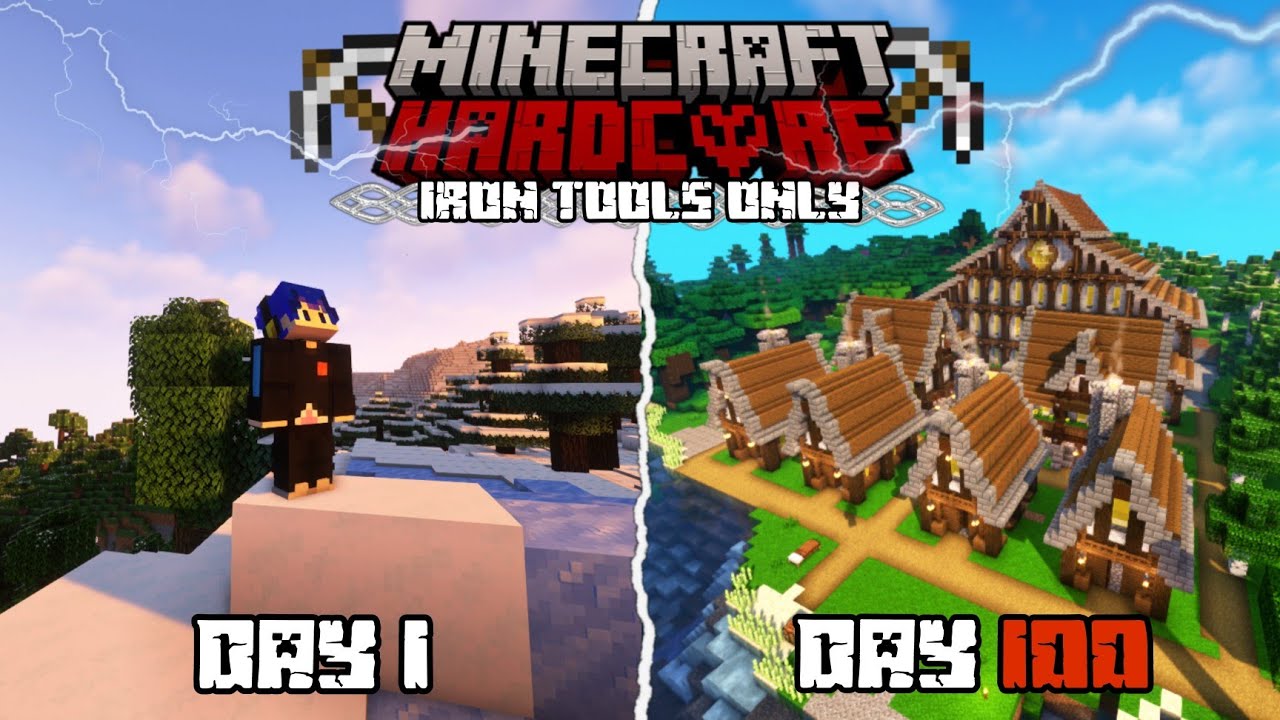 100 Hari di Minecraft Hardcore Iron Tools Only - Minecraft videos