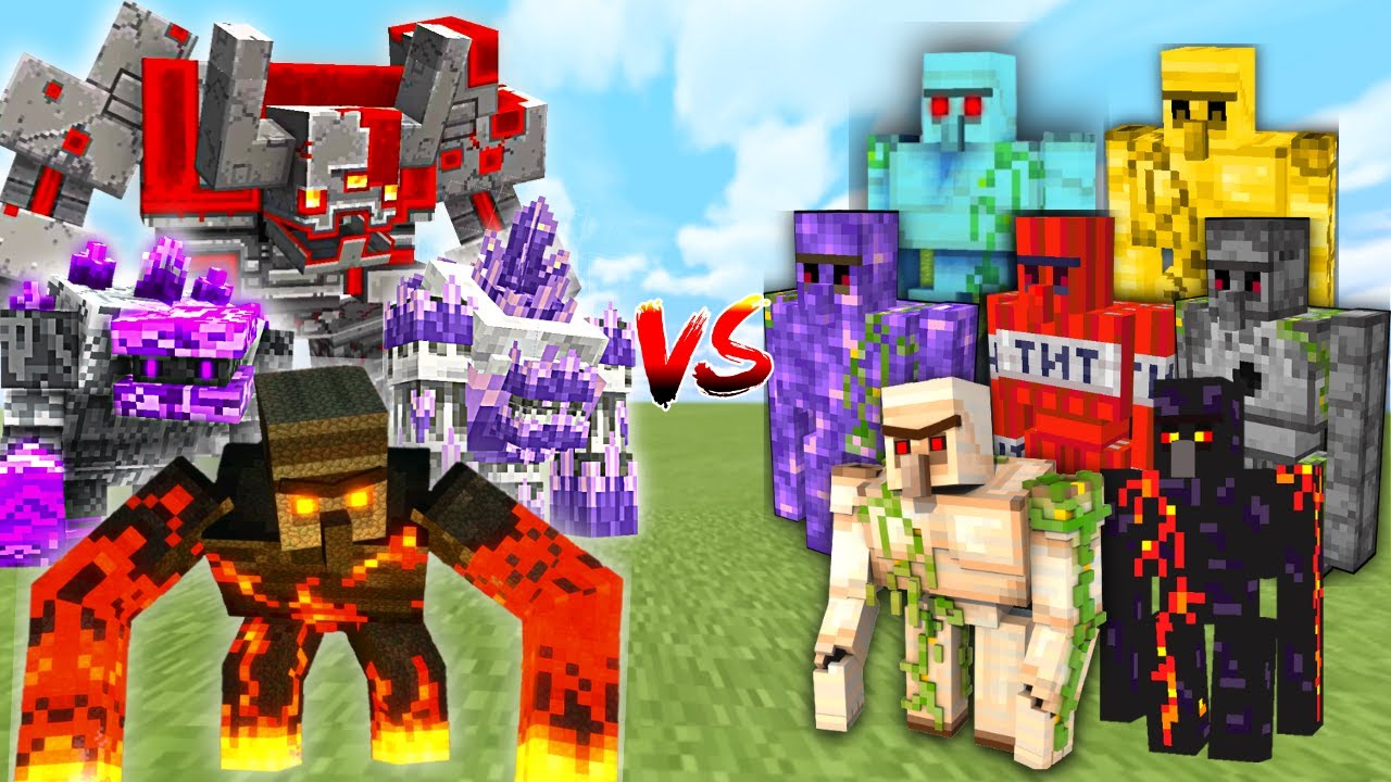 [1vs100] OVERPOWERED GOLEM vs ALL GOLEMS in Minecraft Mob Battle ...