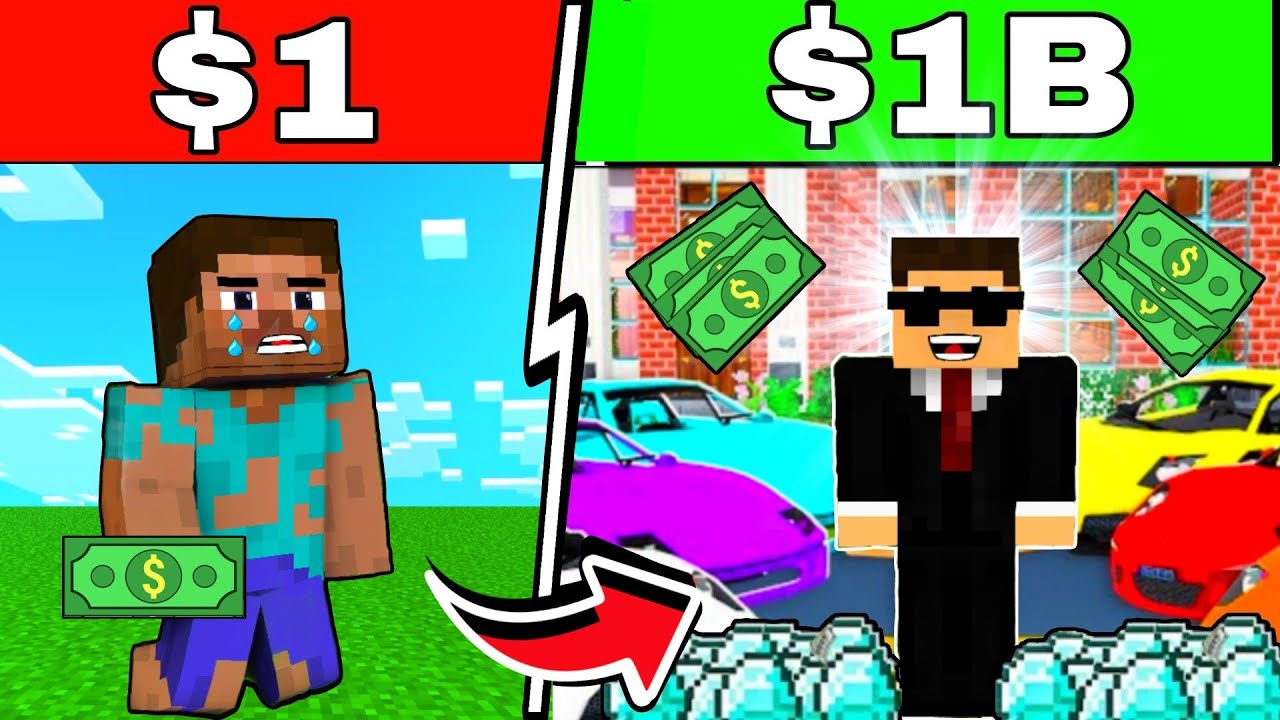 I Become BILLIONAIRE With Only One DOLLAR In Minecraft ! - Minecraft videos