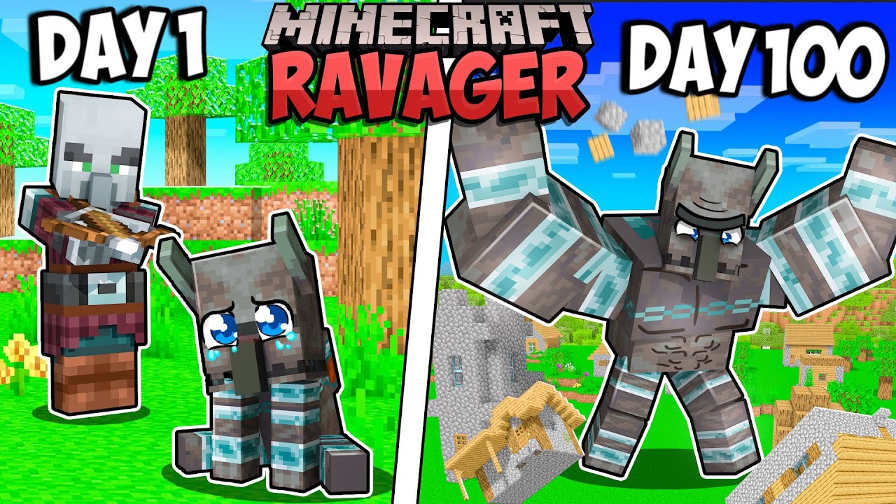 I SURVIVED 100 Days in Minecraft as a RAVAGER - Minecraft videos