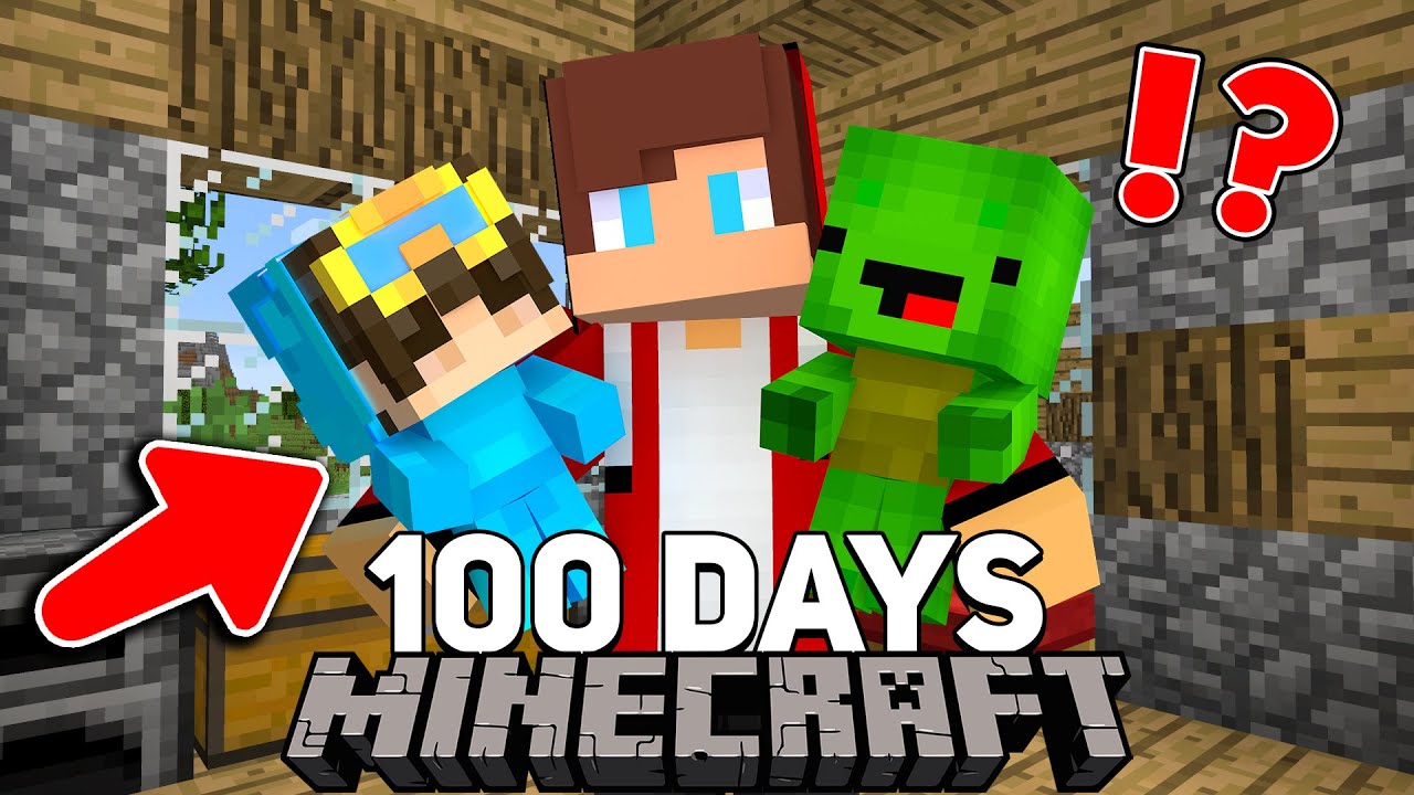 I Survived 100 Days With A Baby Mikey & Nico - in Minecraft Maizen JJ Mikey Nico Cash Smirky ...
