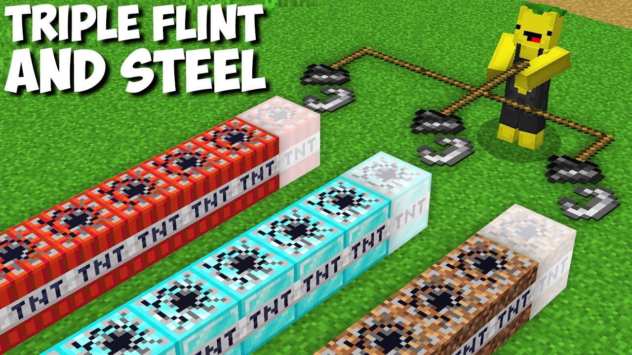 I used SECRET TRIPLE FLINT AND STEEL FOR IGNITION TNT in Minecraft ...