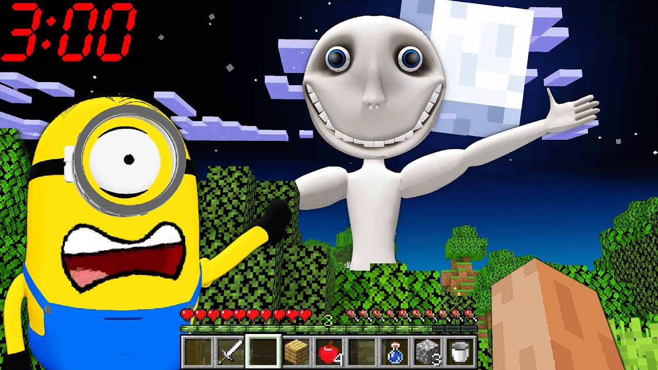 MAN IN THE WINDOW MOON SPIDER MAN MONSTER MASK vs MINION FAMILY at 3:00 ...