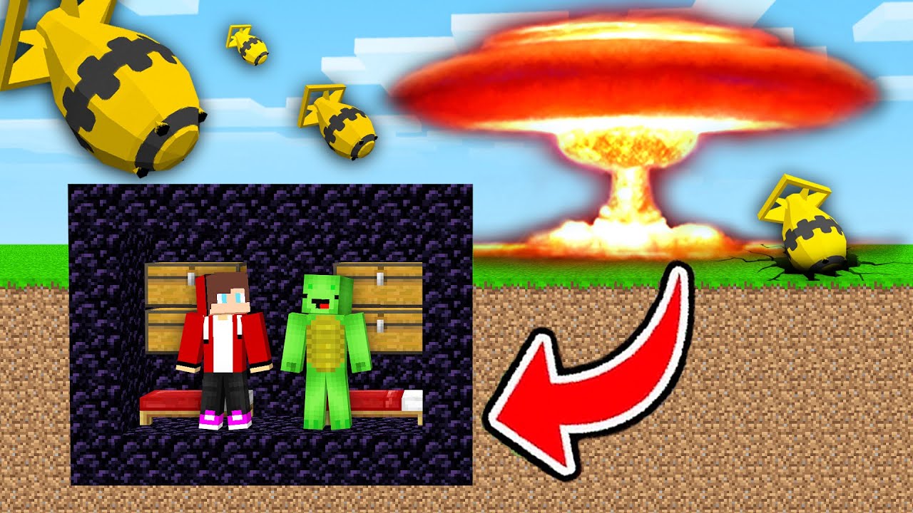 Mikey & JJ Underground Base vs Nuclear Bomb in Minecraft - Maizen - Minecraft videos