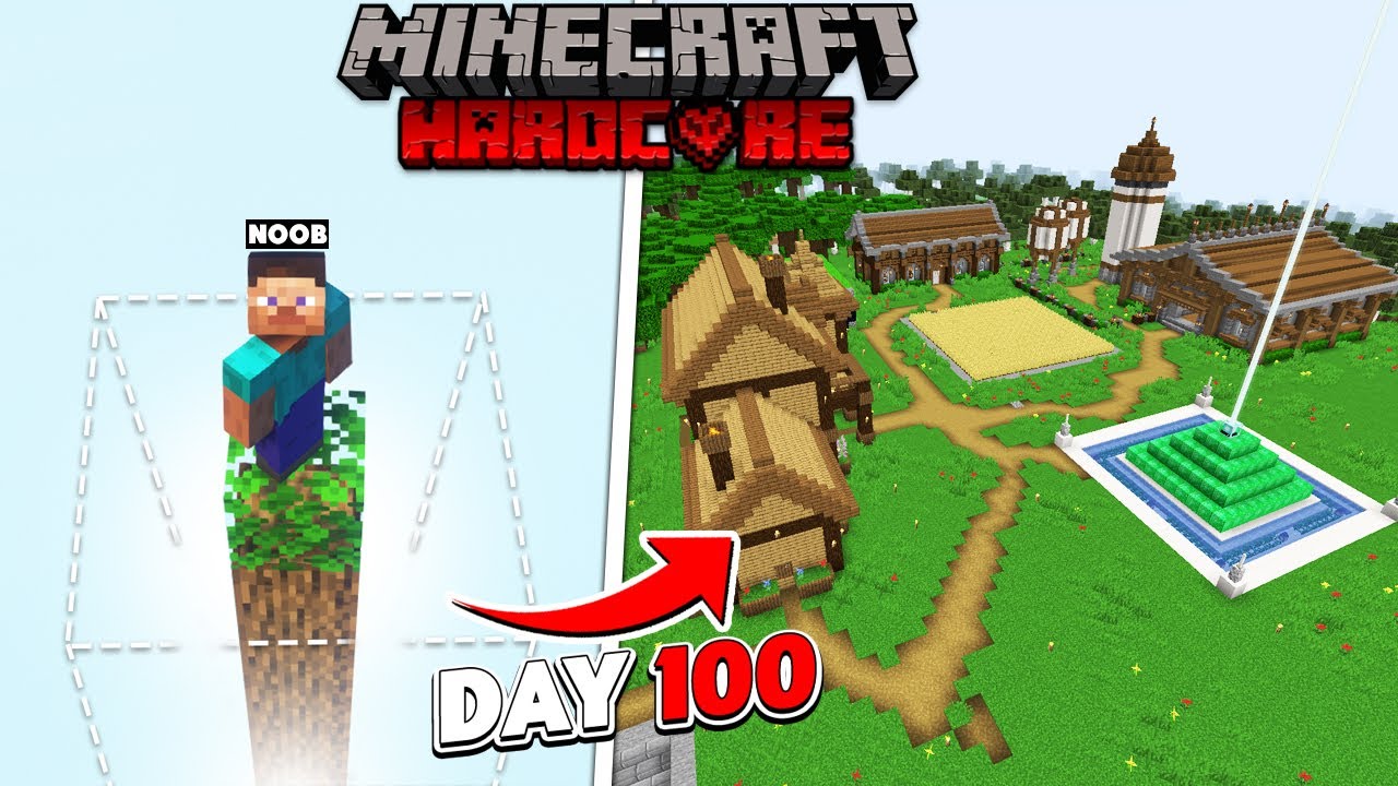 Minecraft 100 Days but the World Expands Everyday ! - Minecraft videos