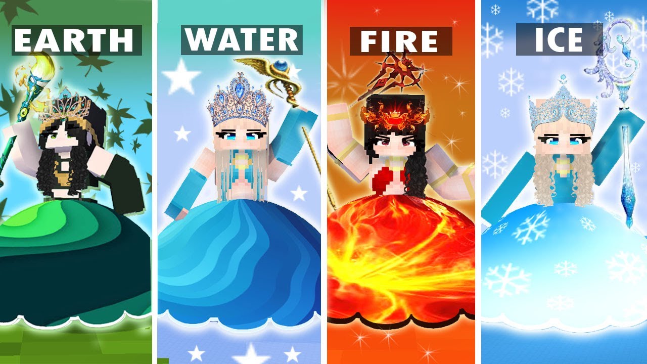 PRINCESSES - EARTH, FIRE, WATER AND ICE - COOL MINECRAFT ANIMATION ...
