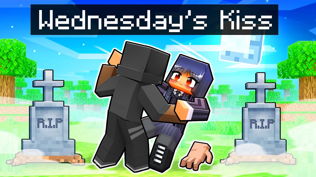 Wednesday's FIRST KISS in Minecraft! - Minecraft videos