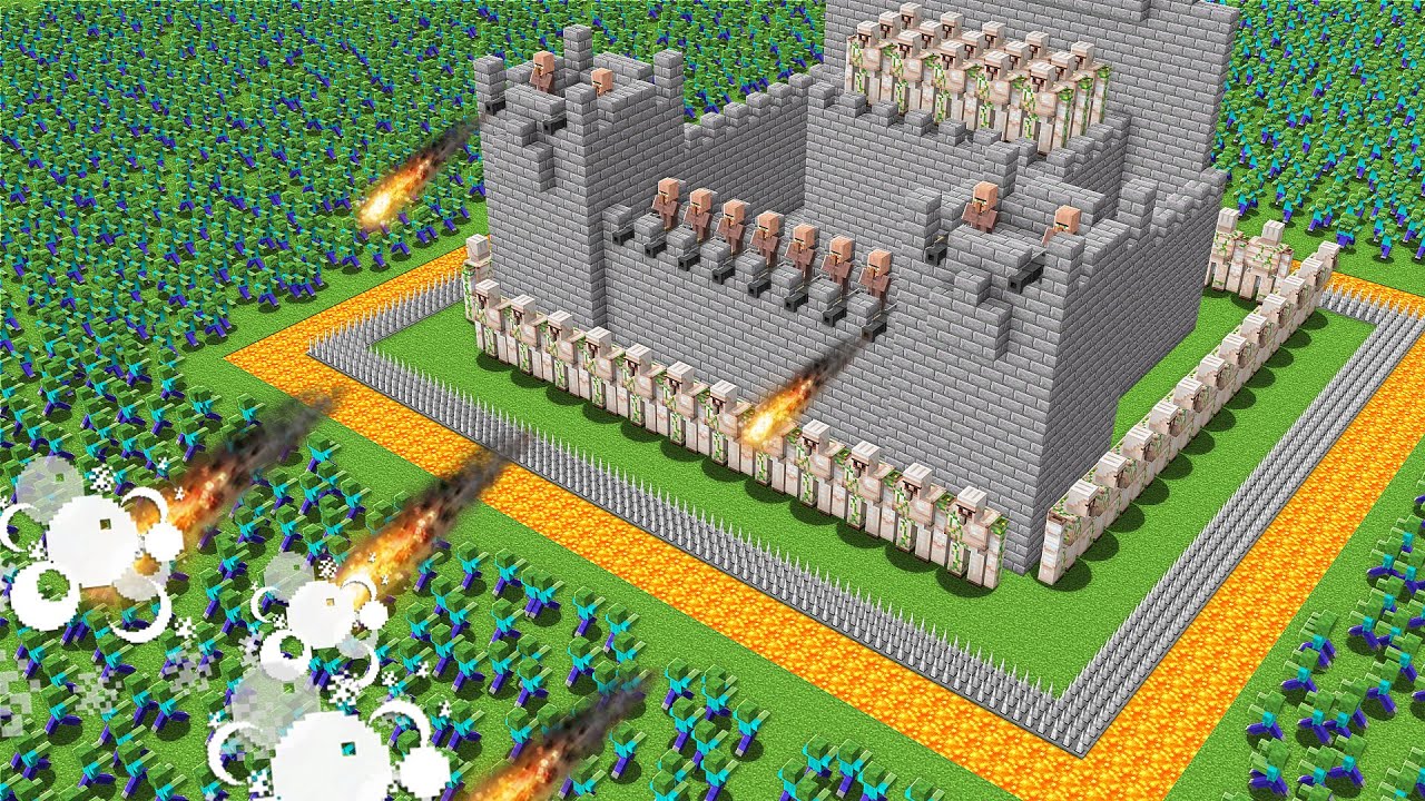 ZOMBIES ATTACK VILLAGER AND IRON GOLEM CASTLE IN MINECRAFT - Minecraft ...
