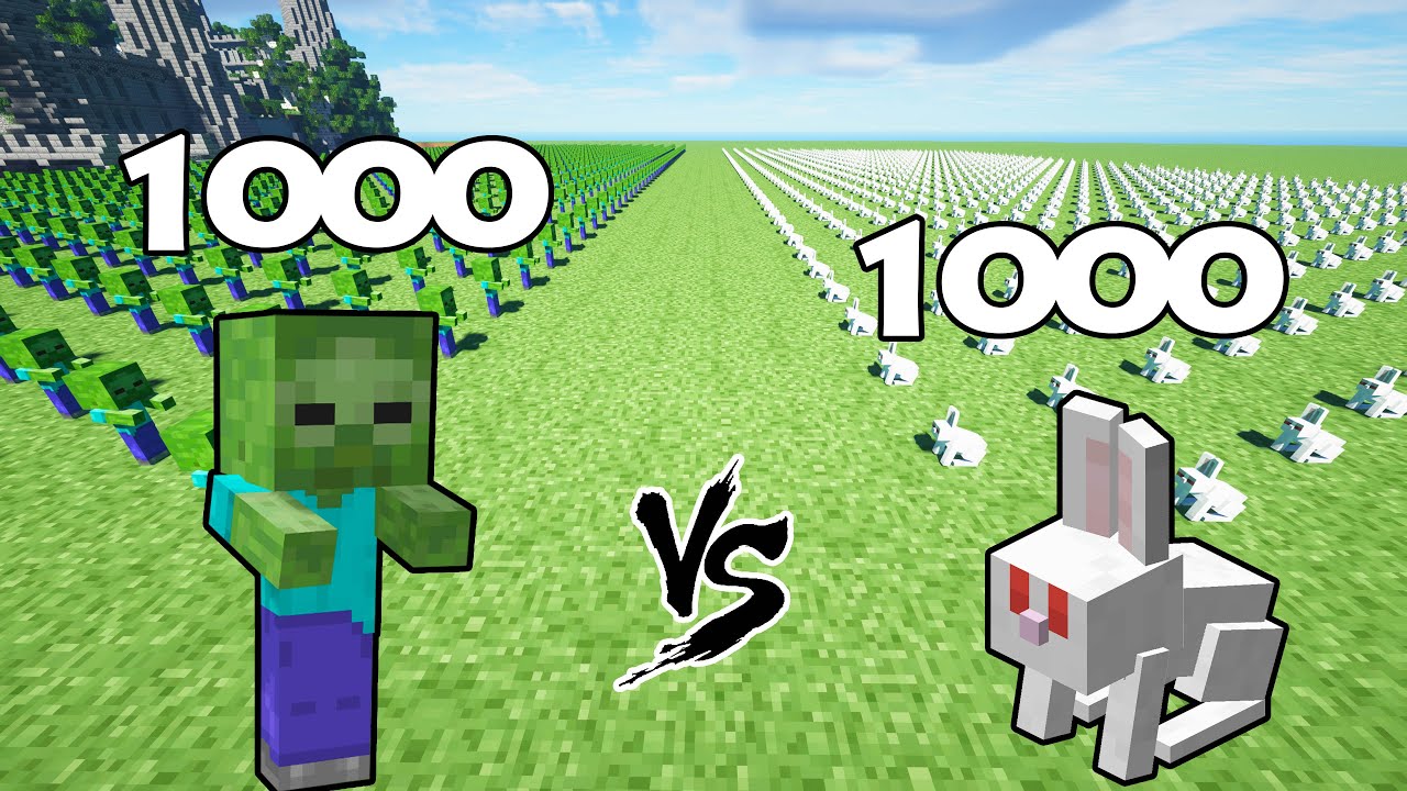 1000 Baby Zombies Vs 1000 Killer Bunny | Minecraft - Minecraft videos
