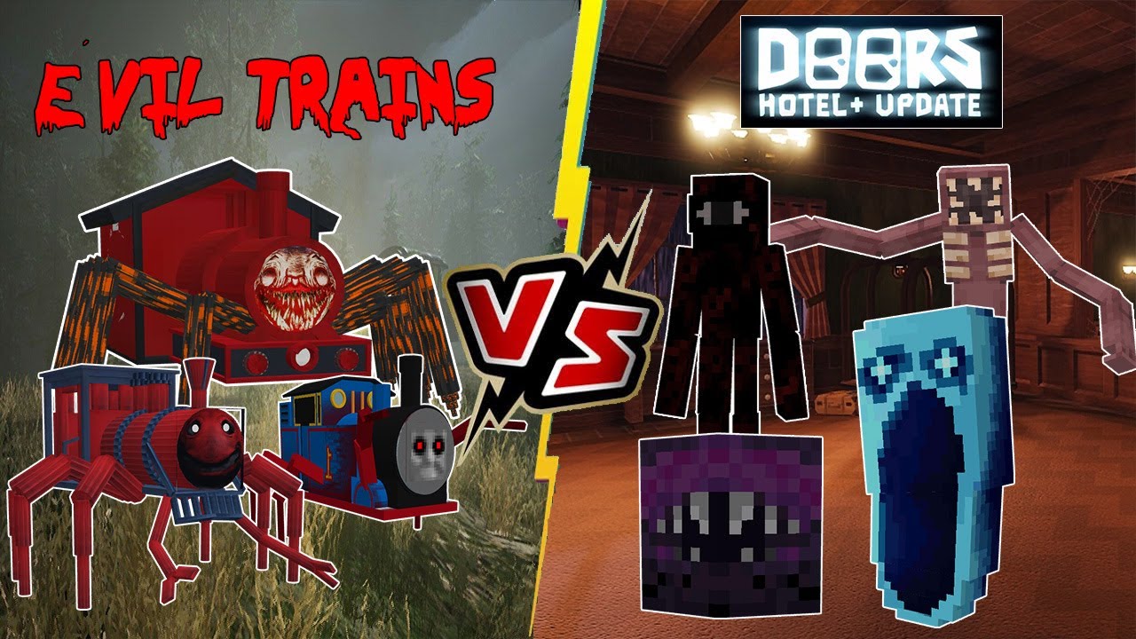 Doors Update VS Team Evil Trains [Choo Choo Charles, Thomas.exe, Edward] Minecraft PE ...