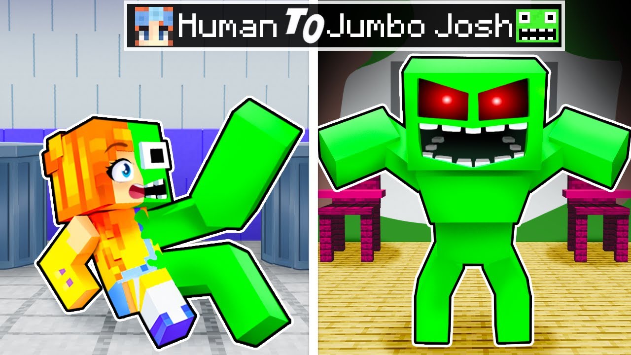 From HUMAN to JUMBO JOSH in Minecraft! - Minecraft videos