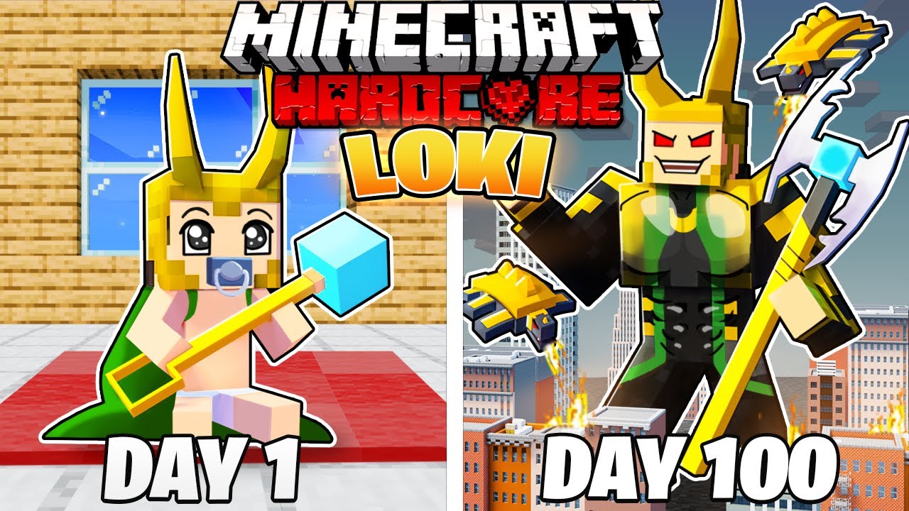 I Survived 100 DAYS as LOKI in HARDCORE Minecraft! - Minecraft videos