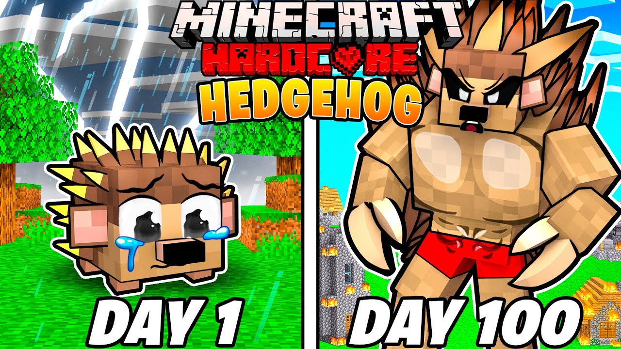 I Survived 100 Days as a HEDGEHOG in HARDCORE Minecraft! - Minecraft videos
