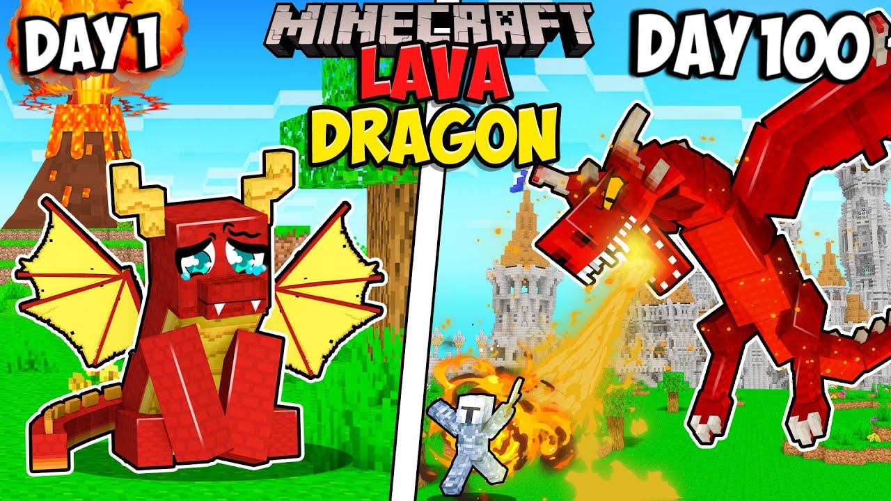 I Survived 100 Days as a LAVA DRAGON in Minecraft - Minecraft videos