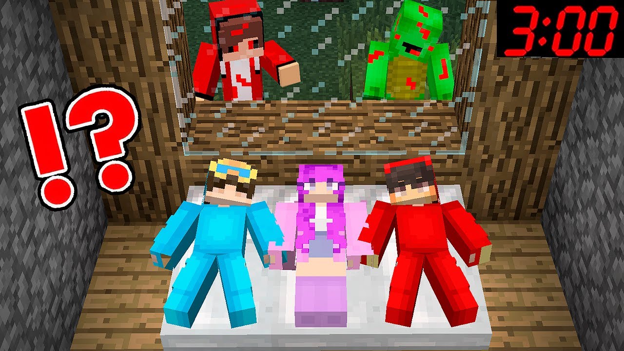 JJ and Mikey Exe Came Sleeping Zoey Nico and Cash At 3 am at Night in Minecraft - Maizen ...