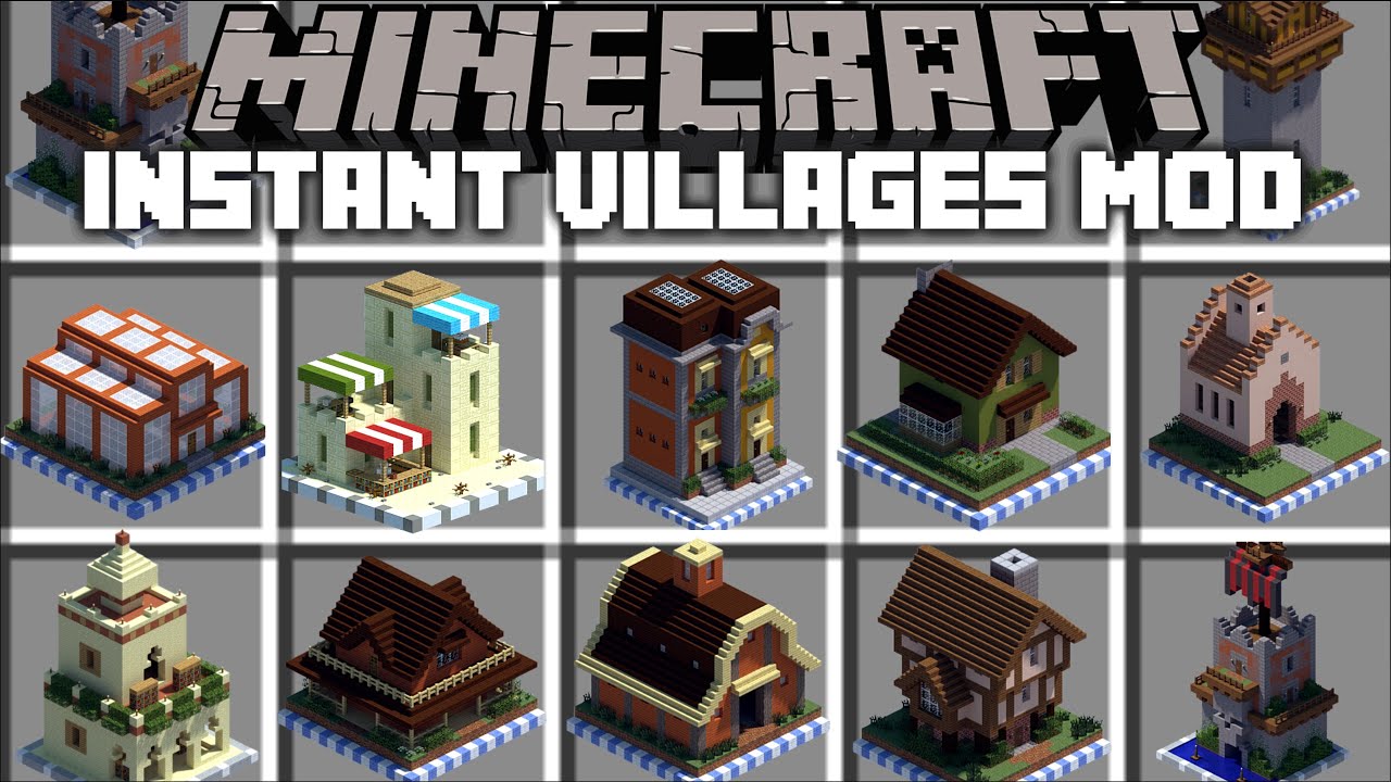 Minecraft INSTANT VILLAGE MOD / INSTANT SPAWN STRUCTURES WITH A VILLAGE ...