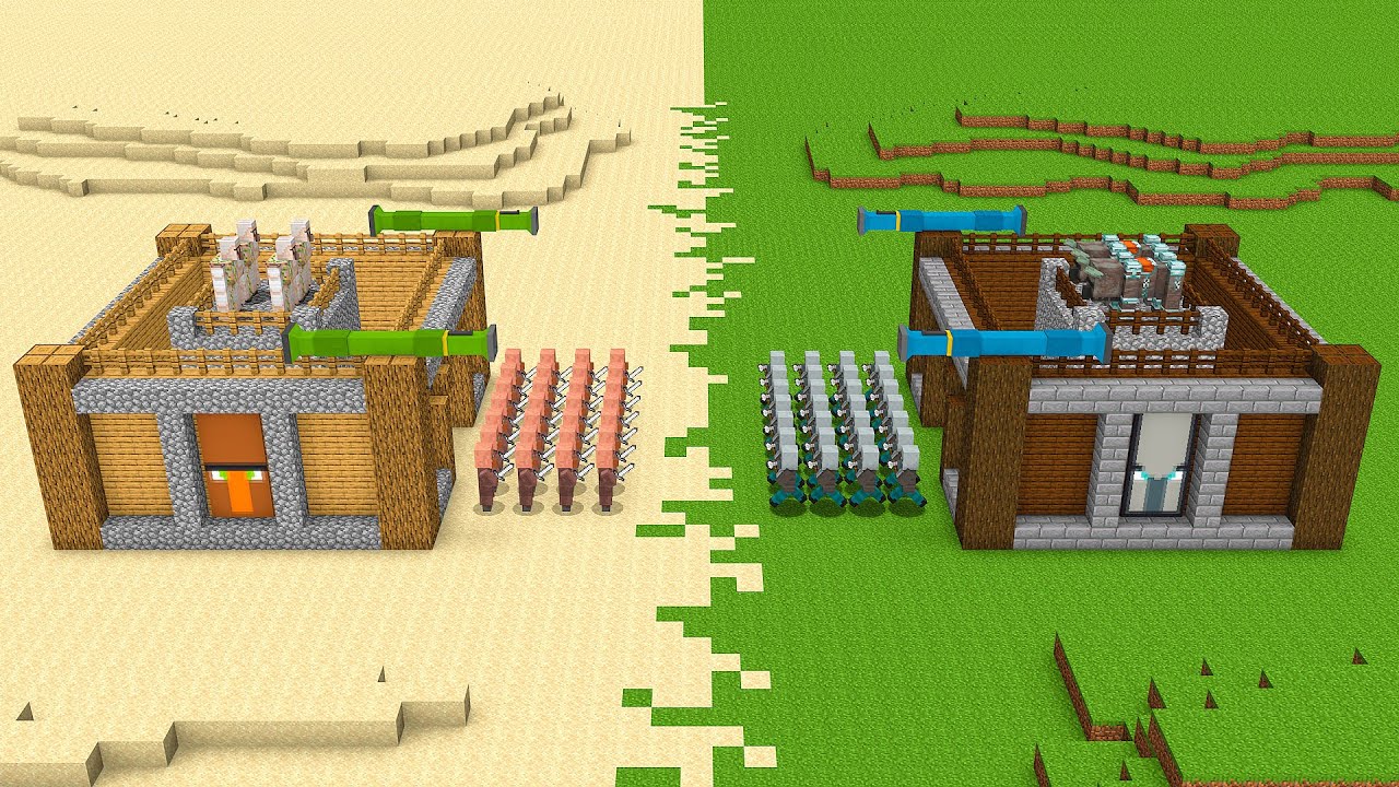 Minecraft Villager Base vs Pillager Base - Minecraft videos