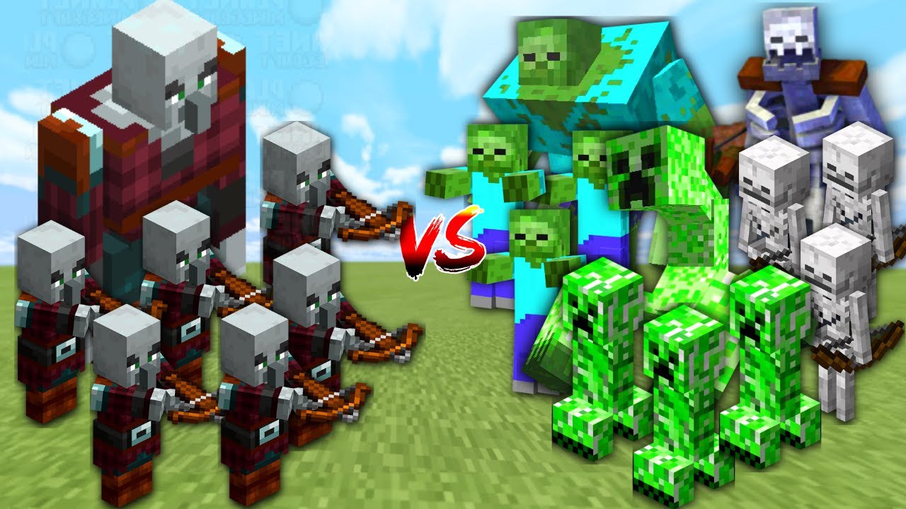 PILLAGER ARMY vs ALL MOBS ARMY in Minecraft Mob Battle - Minecraft videos