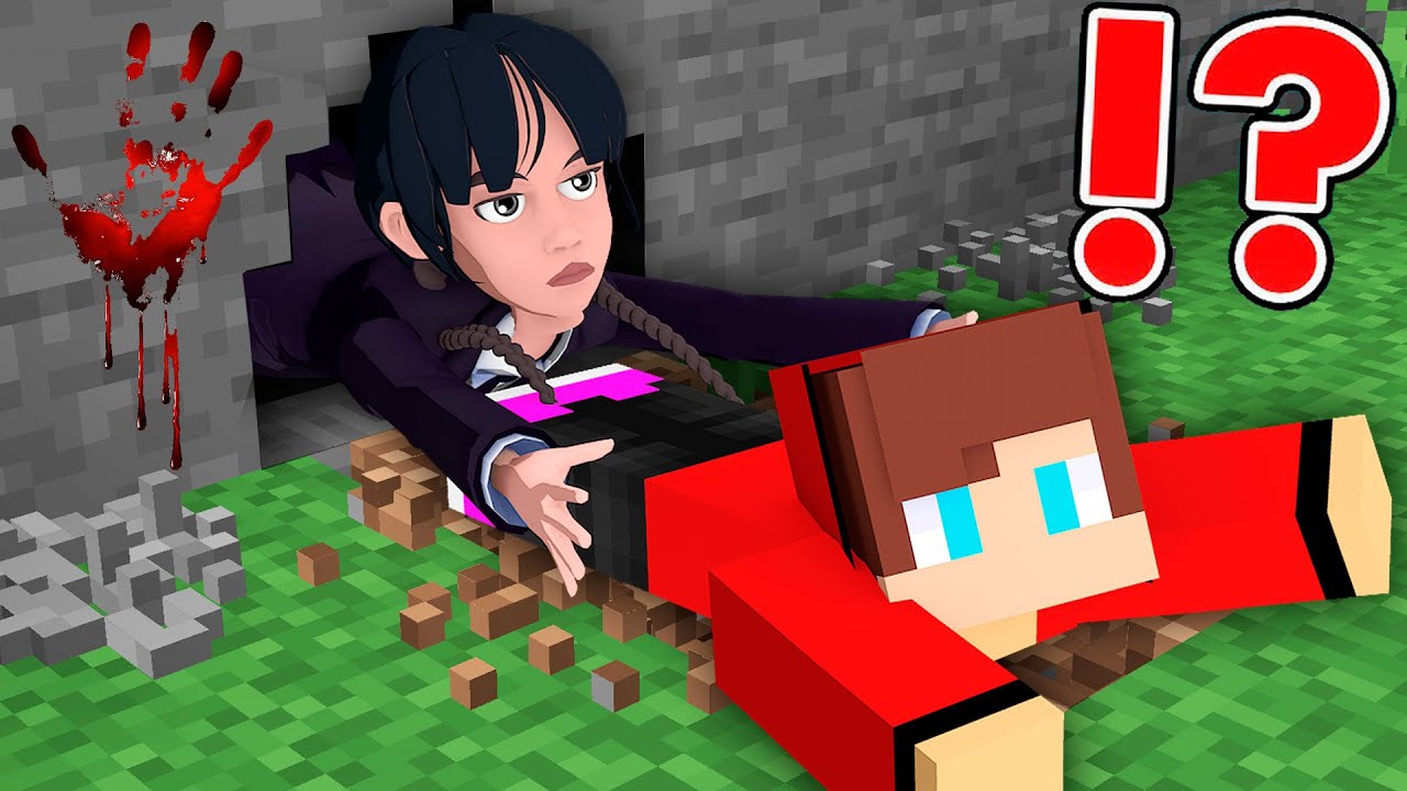 Why Wednesday DRAGGED JJ into Scary Tunnel? - in Minecraft - Maizen - Minecraft videos