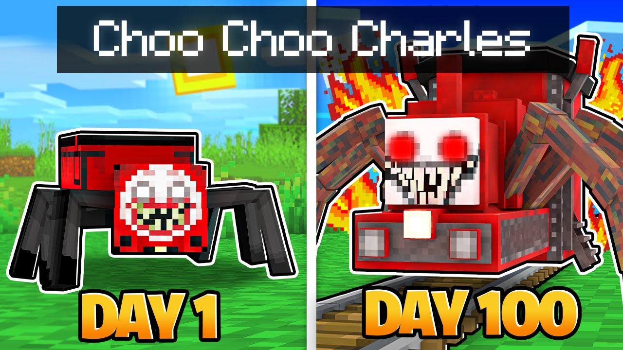 100 DAYS in Minecraft as CHOO CHOO CHARLES - Minecraft videos