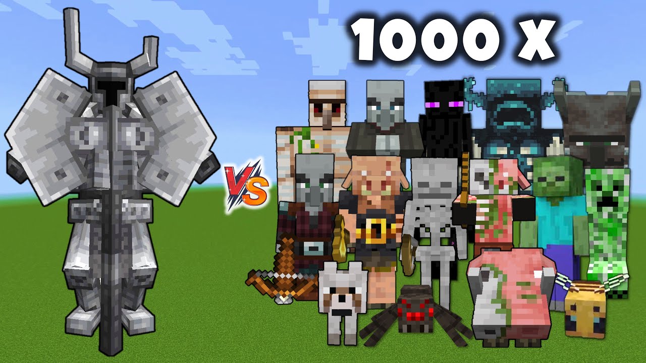FERROUS WROUGHTNAUT vs Minecraft Mobs x1000 - Minecraft videos
