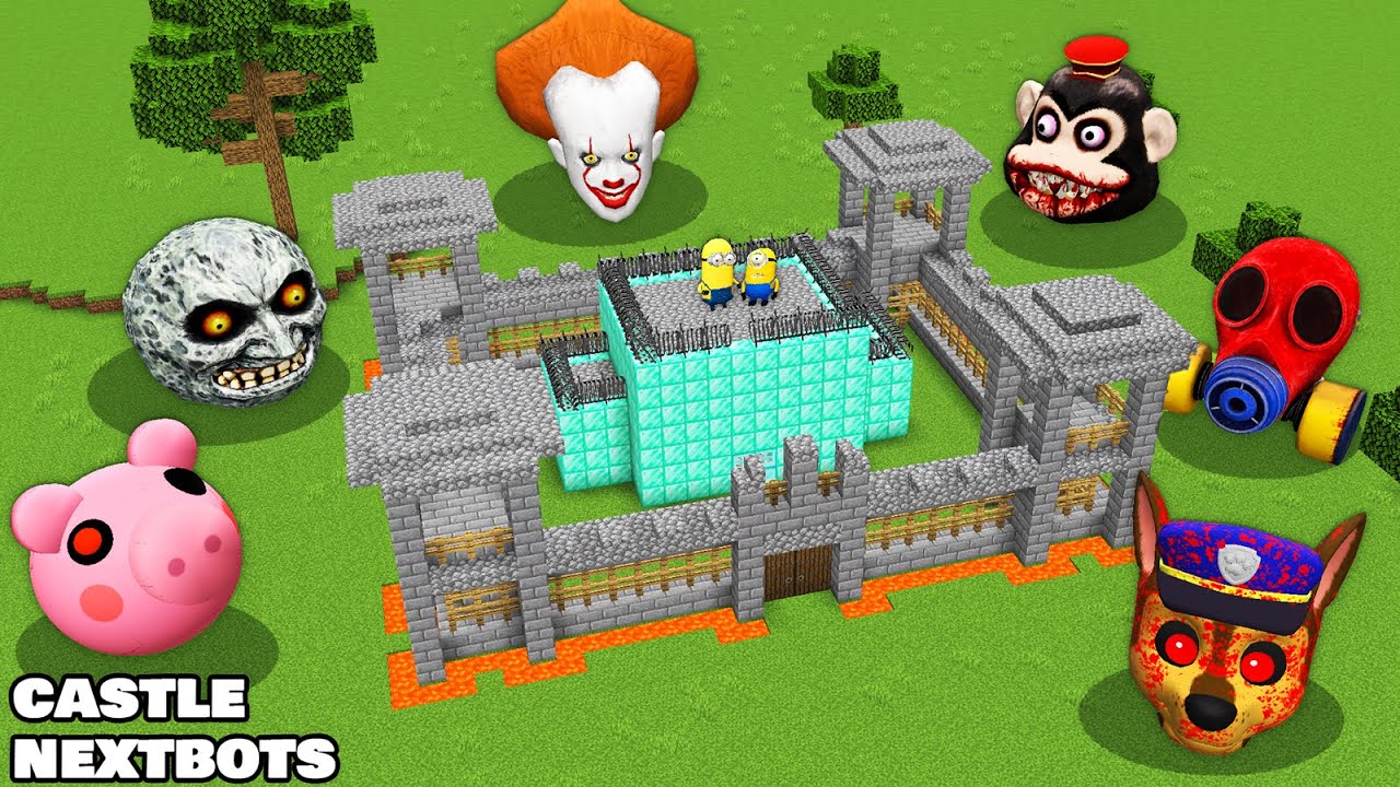 MONSTERS & NEXTBOTS vs CASTLE SECURITY BASE of Minions in minecraft ...
