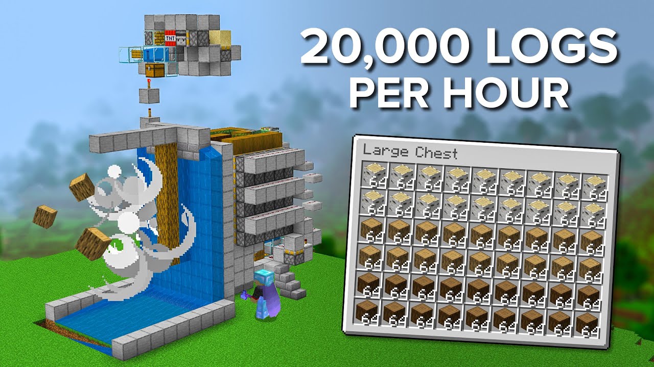 Minecraft Easy Multi Log Tree Farm - Birch, Oak, Spruce - Minecraft videos