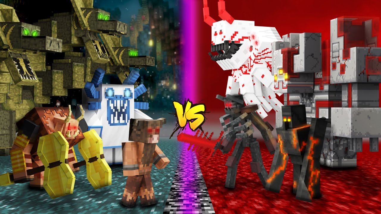 NETHER vs TWILIGHT FOREST in minecrat (Mob battle) - Minecraft videos