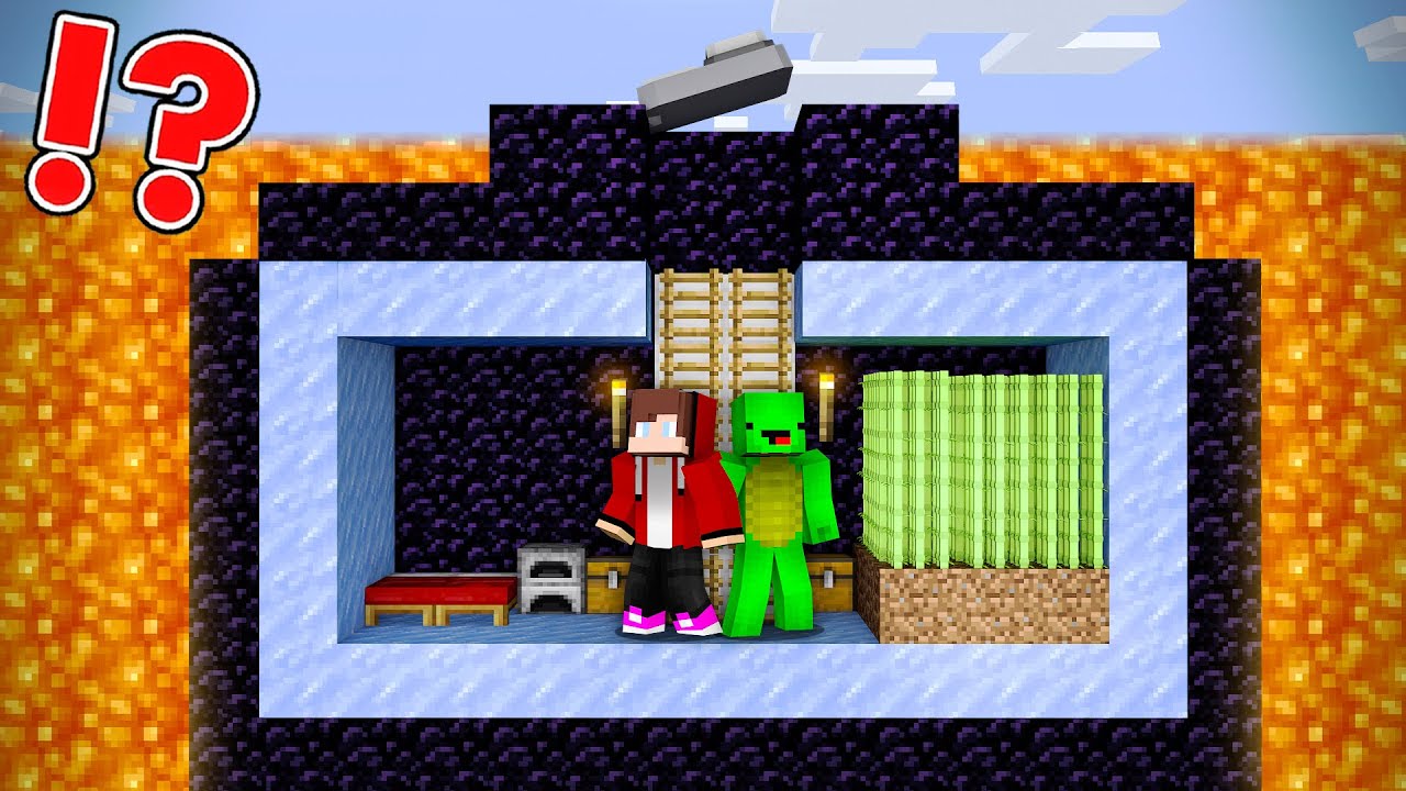 Obsidian Shelter vs Lava Rising Every Minute in Minecraft - Maizen JJ and Mikey 100 Days of ...