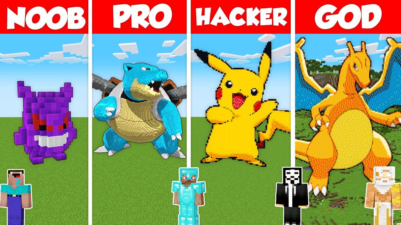 POKEMON STATUE HOUSE BUILD CHALLENGE - Minecraft Battle: NOOB vs PRO vs HACKER vs GOD ...