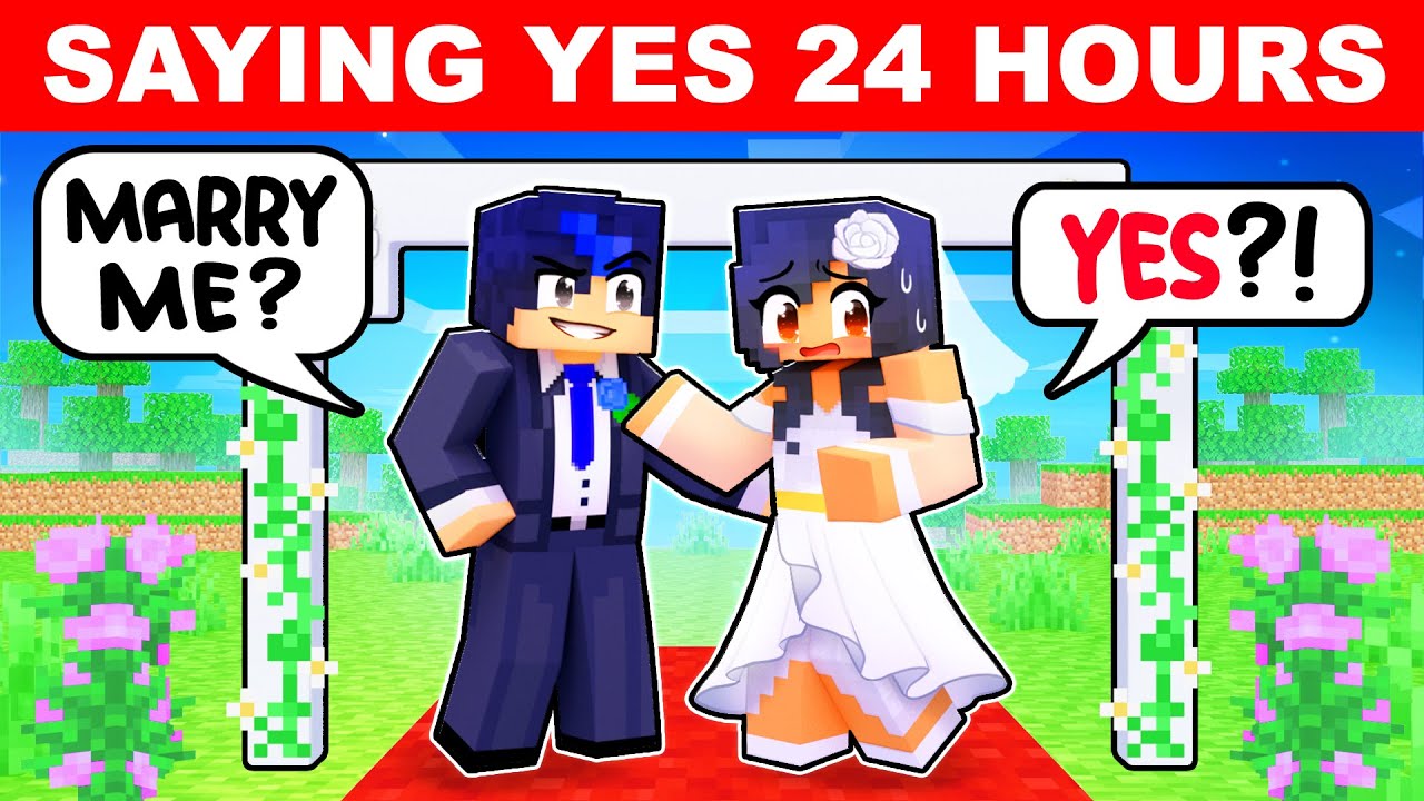 Saying YES for 24 HOURS in Minecraft! - Minecraft videos