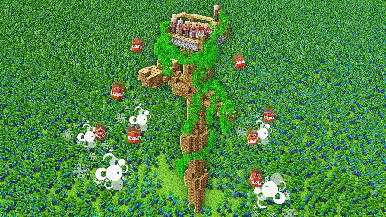 VILLAGERS SURVIVAL TREE HOUSE FROM THE ZOMBIE APOCALYPSE IN MINECRAFT ...