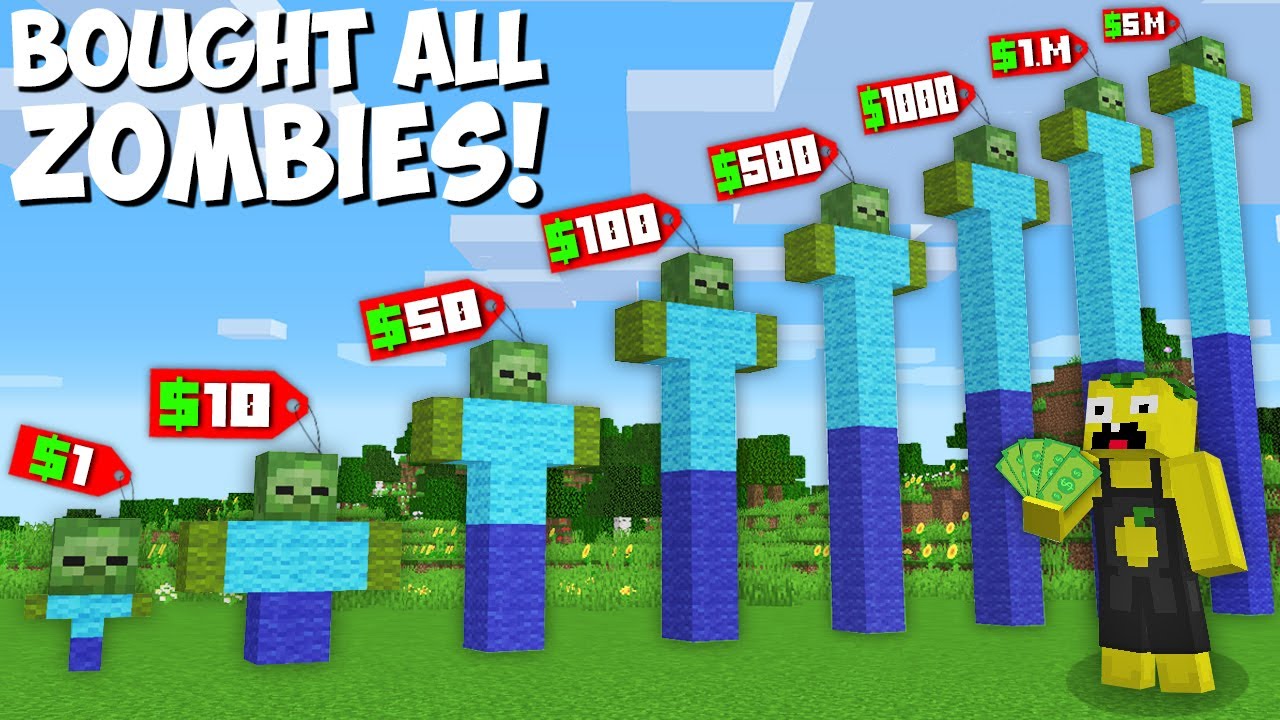 What if YOU BUY ALL SIZES OF ZOMBIES in Minecraft ? TINY ZOMBIE VS ...