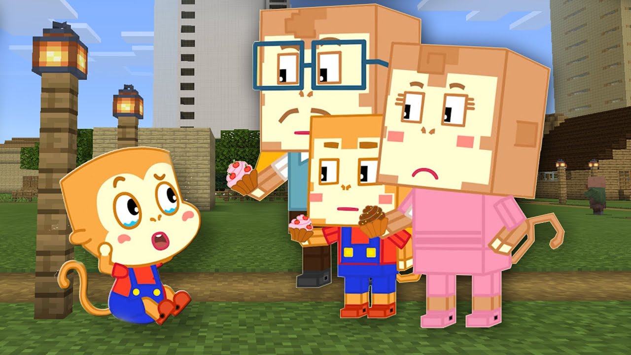 Wheels on the Bus + More Nursery Rhymes | Monkey's Minecraft Family ...