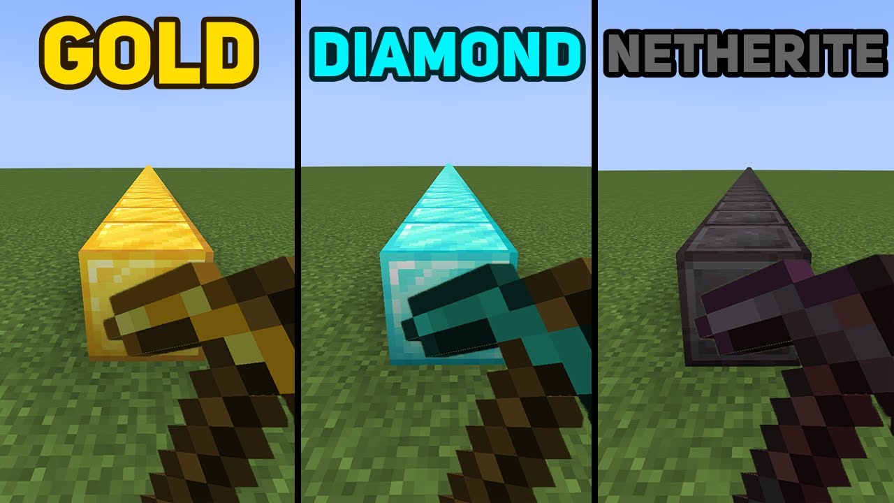 Gold Vs Diamond Vs Netherite Pickaxe In Minecraft Minecraft Videos